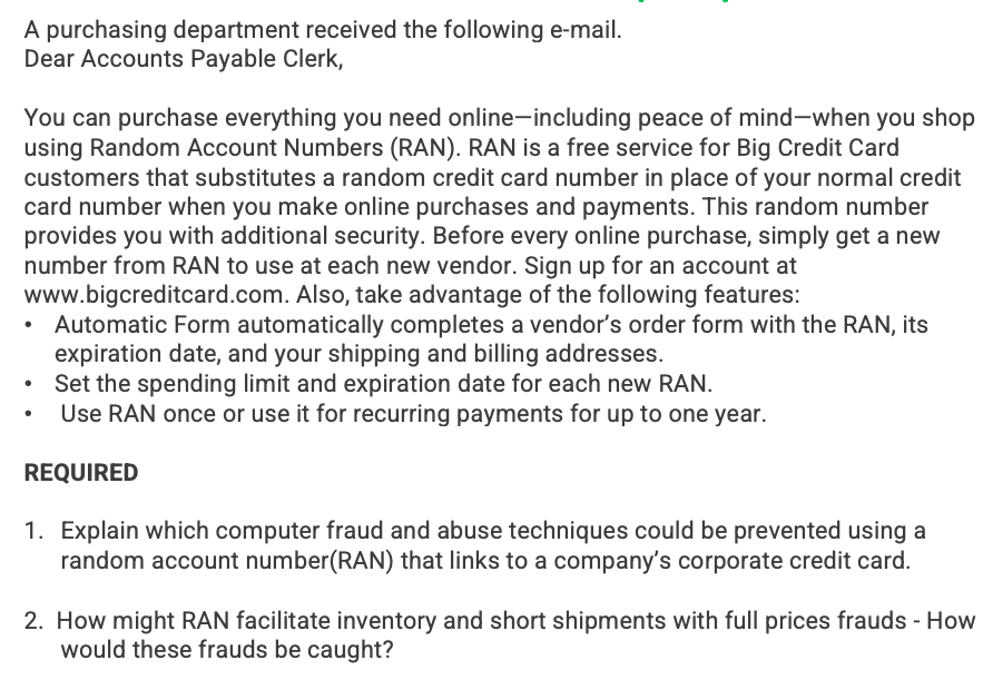 Solved A purchasing department received the tollowing | Chegg.com