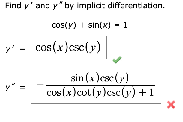 Solved Find y' and y" by implicit differentiation. cos(y) + | Chegg.com