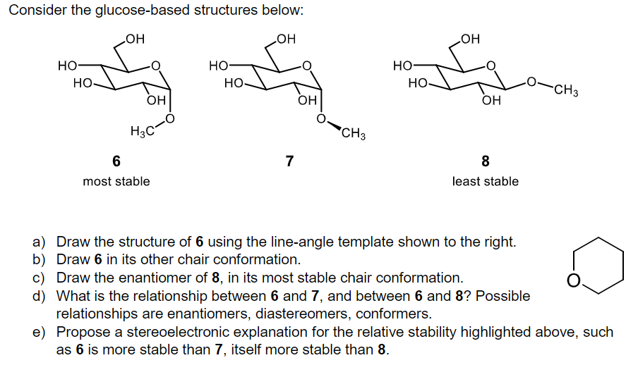 Solved Consider the glucose-based structures below: a) Draw | Chegg.com
