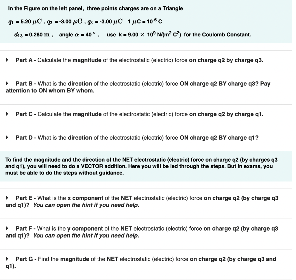 Solved In the Figure on the left panel, three points charges | Chegg.com