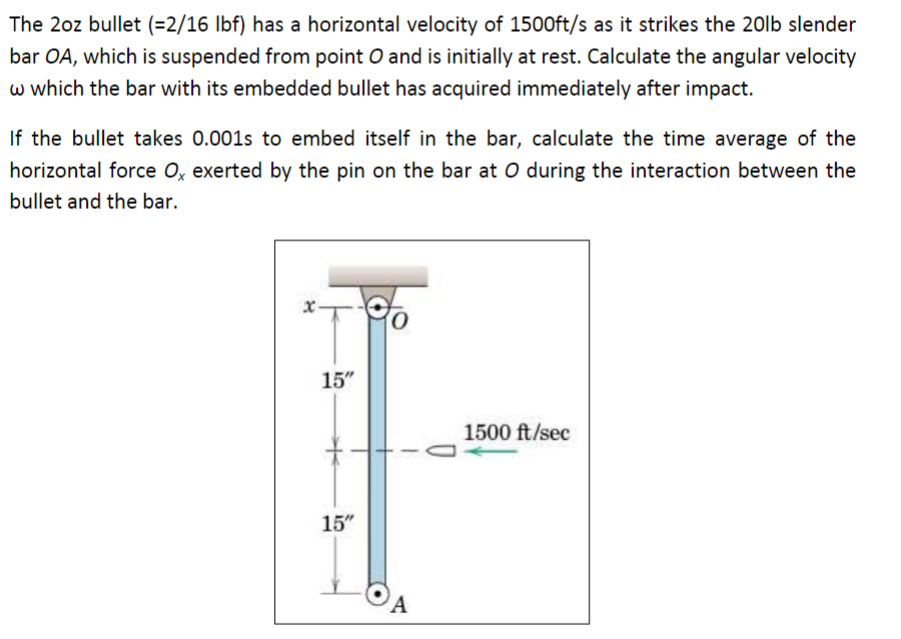 Solved The 20z bullet (=2/16lbf) has a horizontal velocity | Chegg.com