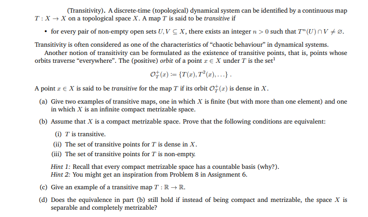 Solved (Transitivity). A discrete-time (topological) | Chegg.com Solved (Transitivity). A discrete-time (topological) | Chegg.com
