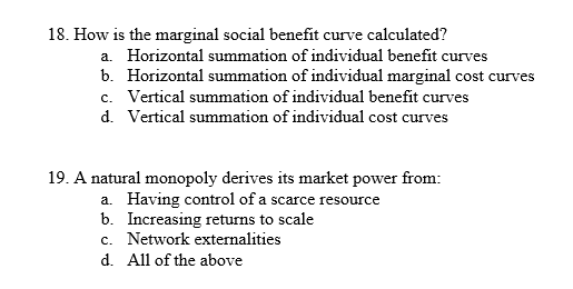 Solved 18. How is the marginal social benefit curve | Chegg.com