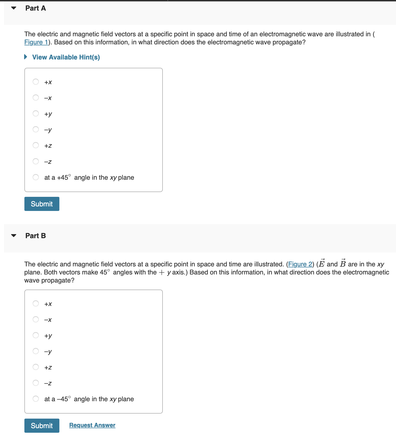 Solved code class="asciimath">vec(E) ﻿and vec(B) ﻿are in the | Chegg.com