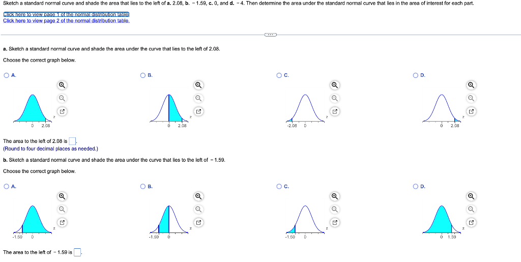 Solved Sketch a standard normal curve and shade the area | Chegg.com