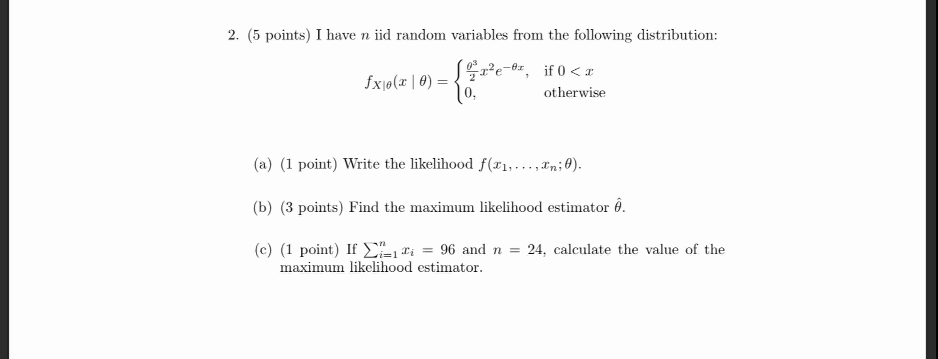 Solved 5 ﻿points ﻿i Have N ﻿iid Random Variables From The 