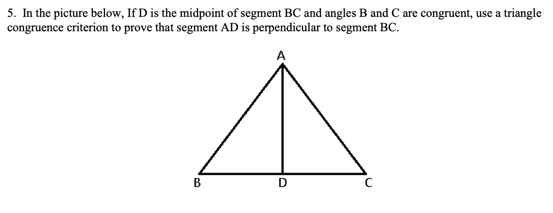 Solved 5. In the picture below, If D is the midpoint of | Chegg.com
