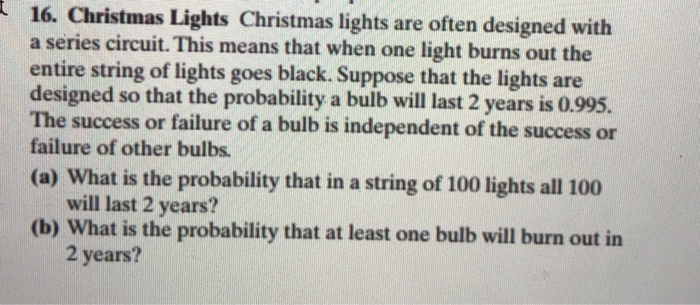 Solved 16. Christmas Lights Christmas lights are often | Chegg.com