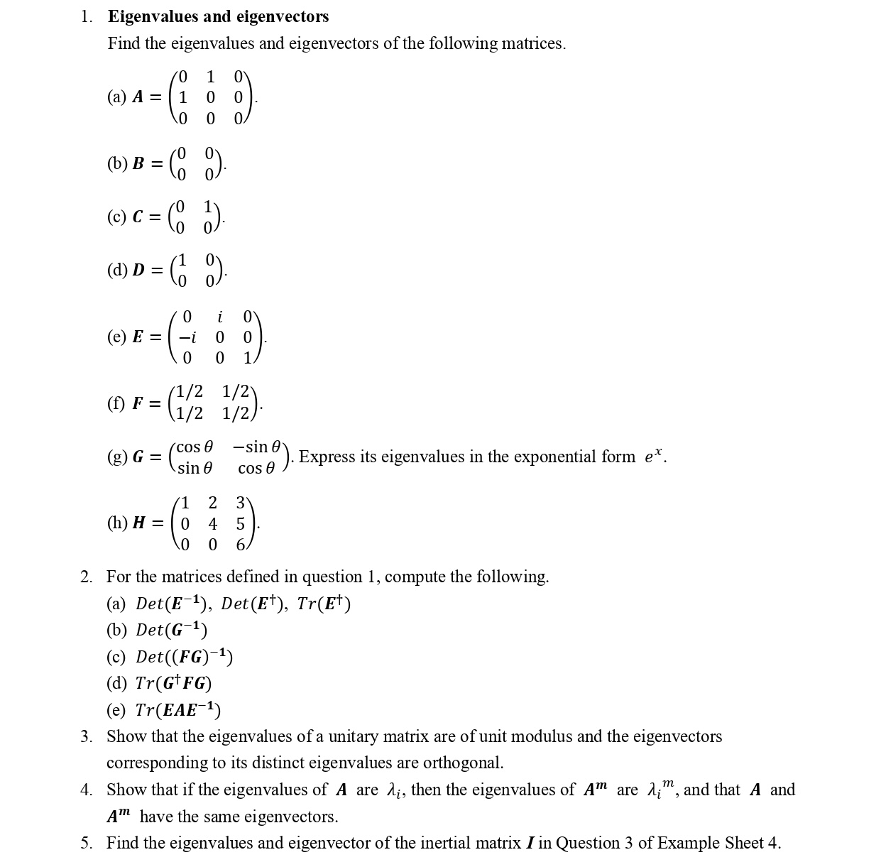 Solved 1. Eigenvalues and eigenvectors Find the eigenvalues | Chegg.com