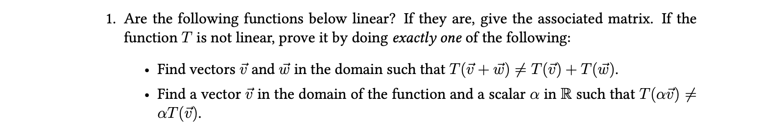 Solved Are the following functions below linear? If they | Chegg.com