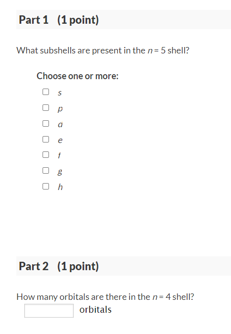 Solved Are these shells/orbitals a constant or is there a | Chegg.com