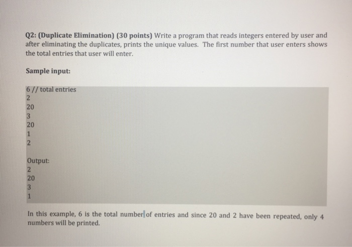 Solved Q2: (Duplicate Elimination) (30 points) Write a | Chegg.com