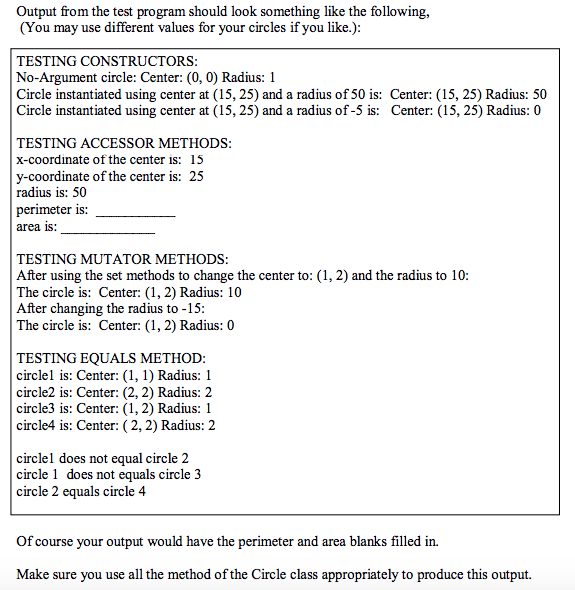 Solved Write Class Encapsulating Concept Circle Assuming Circle Following Attributes