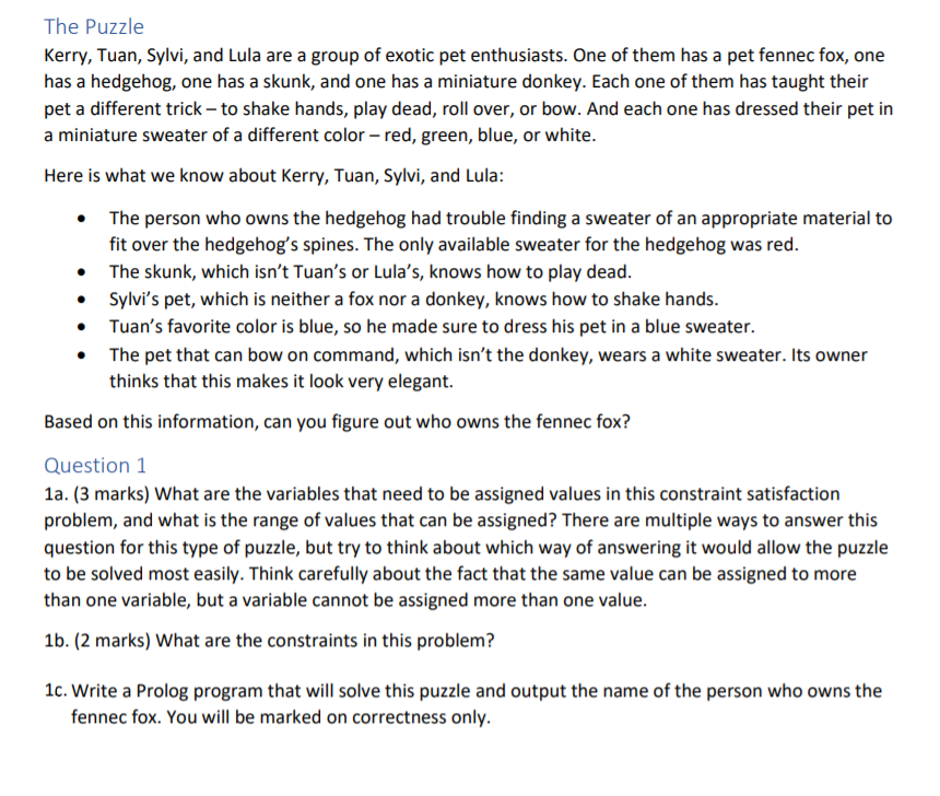 Solved Please write in prolog and answer all the questions, | Chegg.com