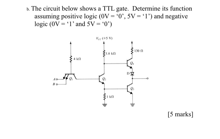 Solved b. The circuit below shows a TTL gate. Determine its | Chegg.com
