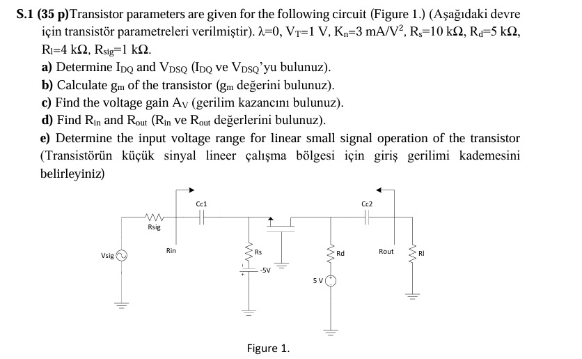 [Solved]: S. 1 (35 p)Transistor parameters are given for the