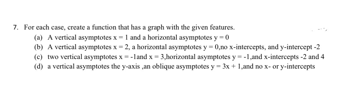 Solved 7. For each case, create a function that has a graph | Chegg.com