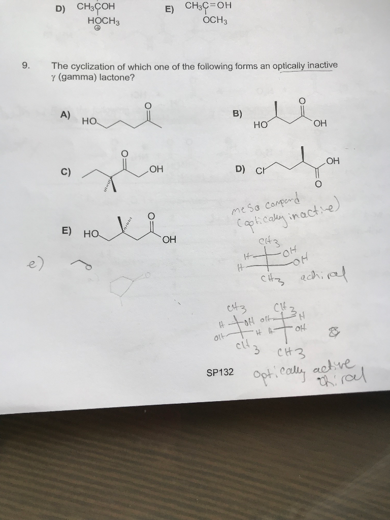 Solved D) CH3COH HOCH3 E) CH3C=OH OCH 9. The cyclization of | Chegg.com