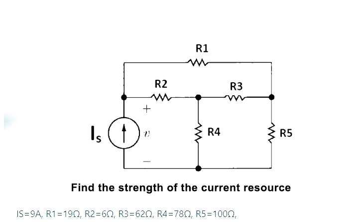 Solved R1 R2 R3 + Is (1 } R4 R5 w Find the strength of the | Chegg.com