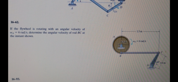 Solved 16-62 If the flywheel is rotating with an angular | Chegg.com