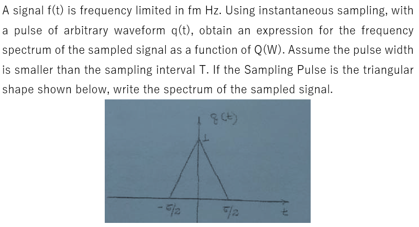 Solved A signal f(t) is frequency limited in fmHz. Using | Chegg.com
