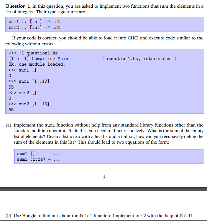 Solved Question 1 In this question, you are asked to | Chegg.com