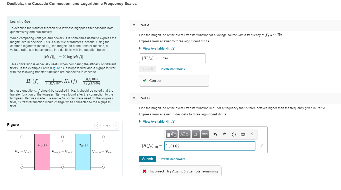 Solved Decibels, the Cascade Connection, and Logarithmic | Chegg.com