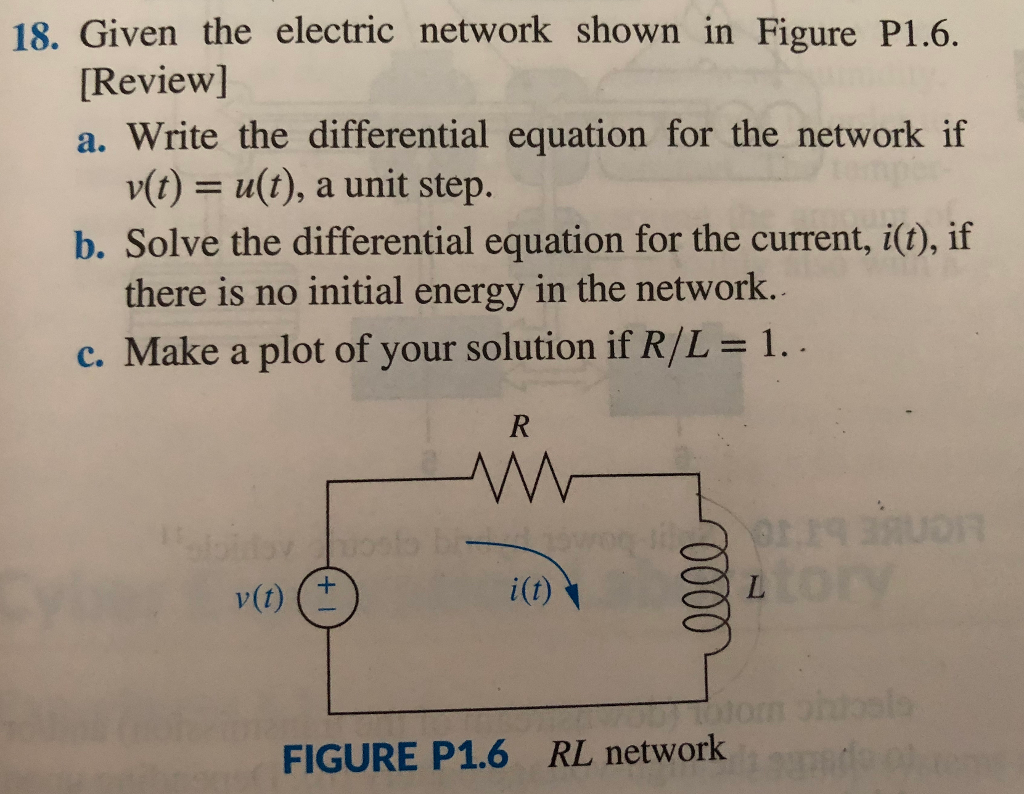 Solved 18. Given the electric network shown in Figure P1.6. | Chegg.com