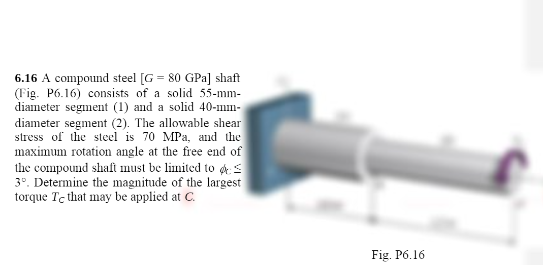 6.16 A compound steel [G = 80 GPa) shaft (Fig. P6.16) | Chegg.com