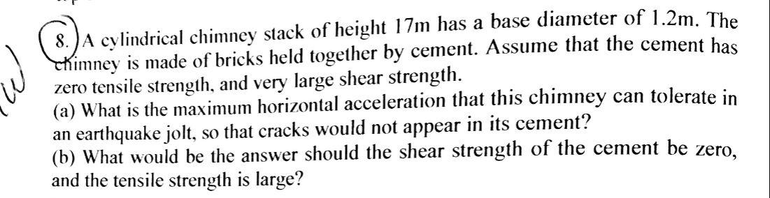 (8.) A cylindrical chimney stack of height 17 m has a | Chegg.com