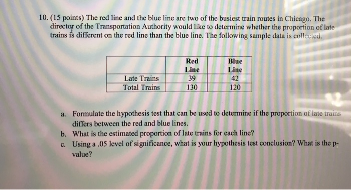 Solved 10. (15 points) The red line and the blue line are | Chegg.com