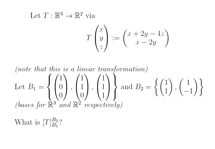 Solved Let T:R3 + R2 via T (0) -(**) = y z x + 2y – 42 X – | Chegg.com