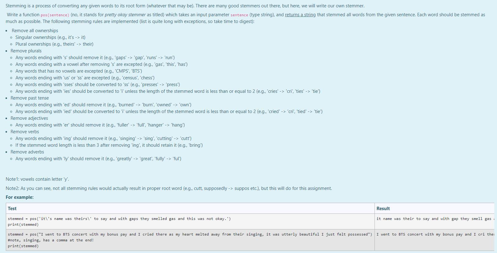 Solved . Stemming is a process of converting any given words | Chegg.com