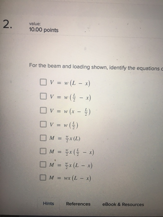 Solved Consider the given beam and loading L. References | Chegg.com