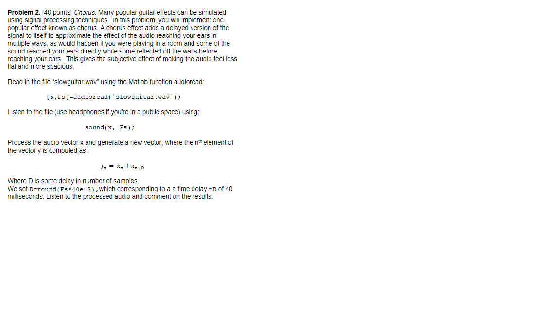 Solved Problem 2. [40 points] Chorus. Many popular guitar | Chegg.com