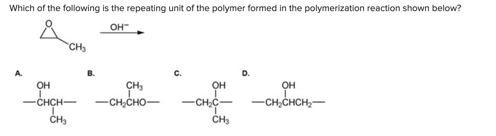 Solved Which of the following is the repeating unit of the | Chegg.com