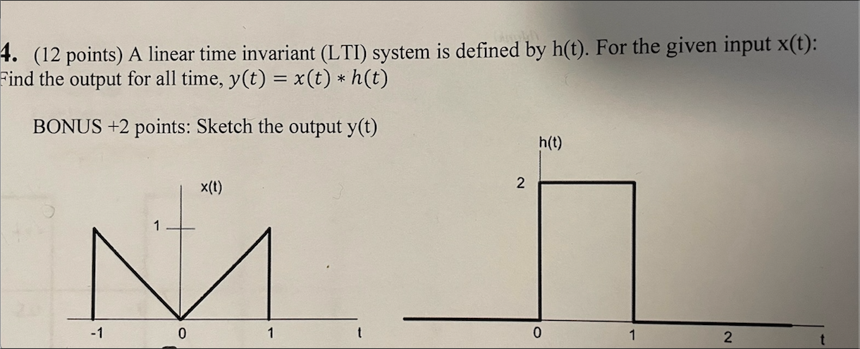 Solved 4. (12 points) A linear time invariant (LTI) system | Chegg.com