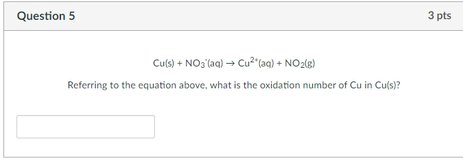 Solved Cu(s)+NO3−(aq)→Cu2+(aq)+NO2( g) Referring to the | Chegg.com
