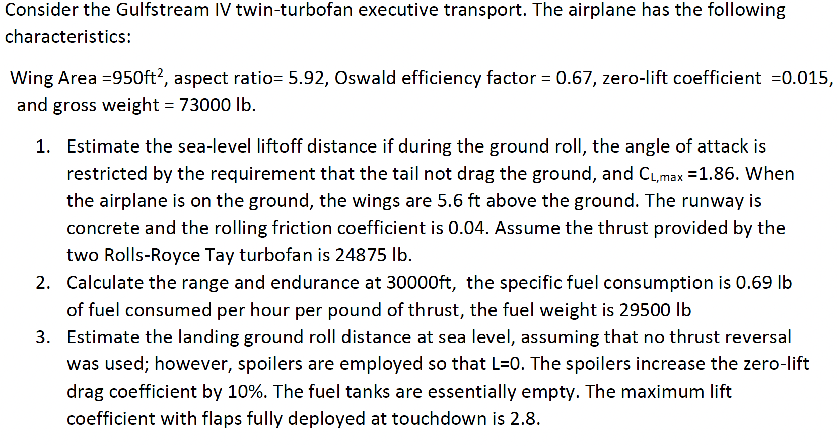 Consider the Gulfstream IV twin-turbofan executive | Chegg.com