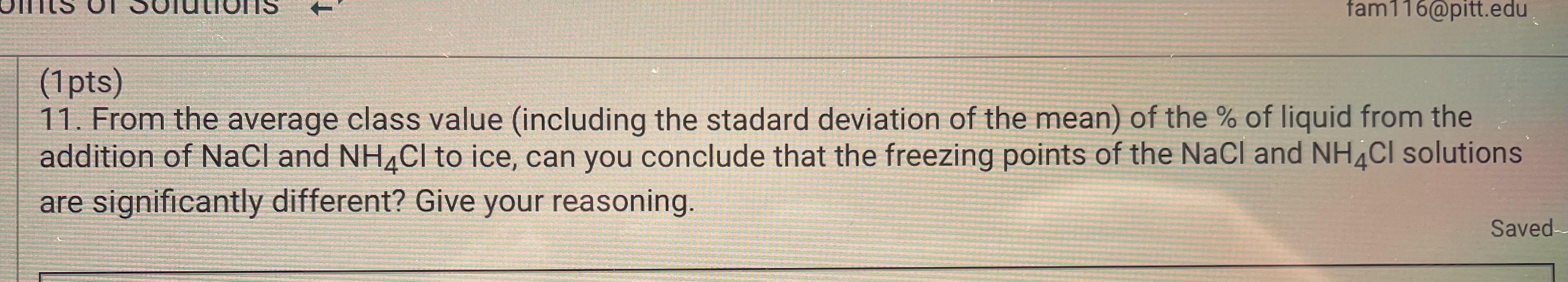 Solved (1pts)From the average class value (including the | Chegg.com