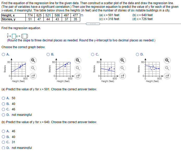 Solved Find the equation of the regression line for the | Chegg.com
