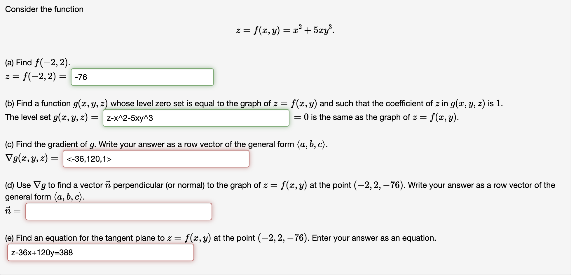 Solved Consider the function z=f(x, y) = x² + 5xy? = (a) | Chegg.com