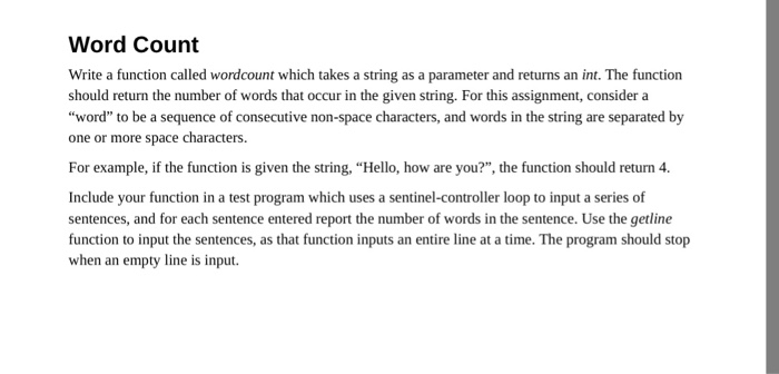 Solved Word Count Write a function called wordcount which | Chegg.com
