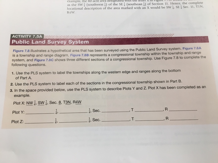 example, the 40-acre area designated with the letter | Chegg.com