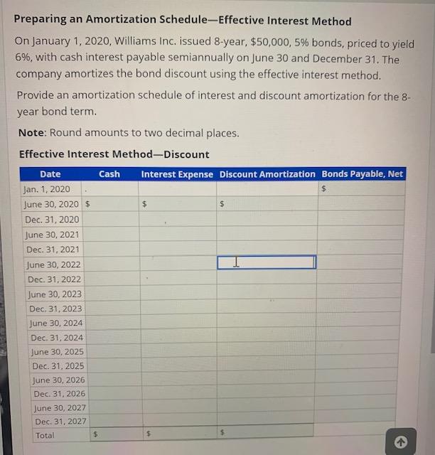 Solved $ Preparing an Amortization Schedule-Effective | Chegg.com