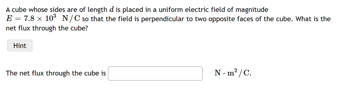 Solved A cube whose sides are of length d is placed in a | Chegg.com