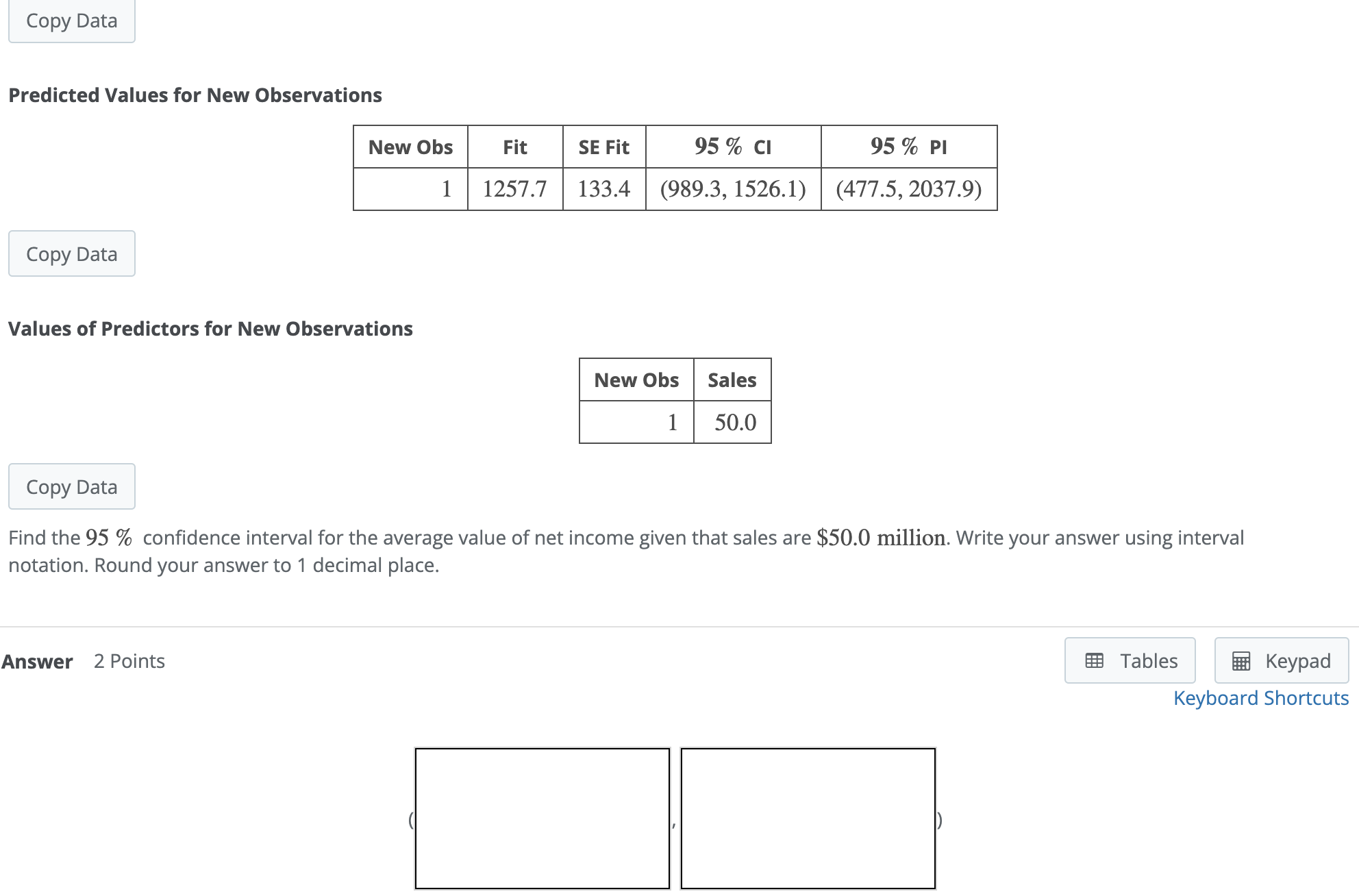 Solved Predicted Values for New Observations Values of | Chegg.com