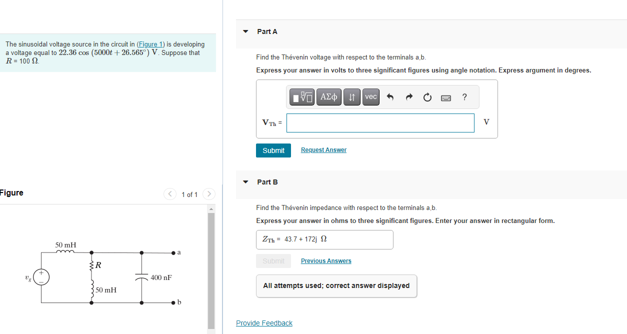 Solved The sinusoidal voltage source in the circuit in | Chegg.com