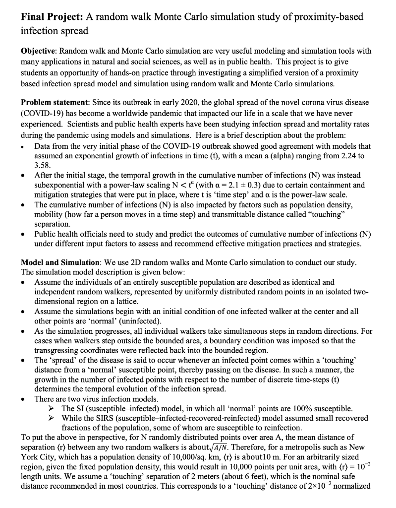 Solved Final Project: A random walk Monte Carlo simulation | Chegg.com