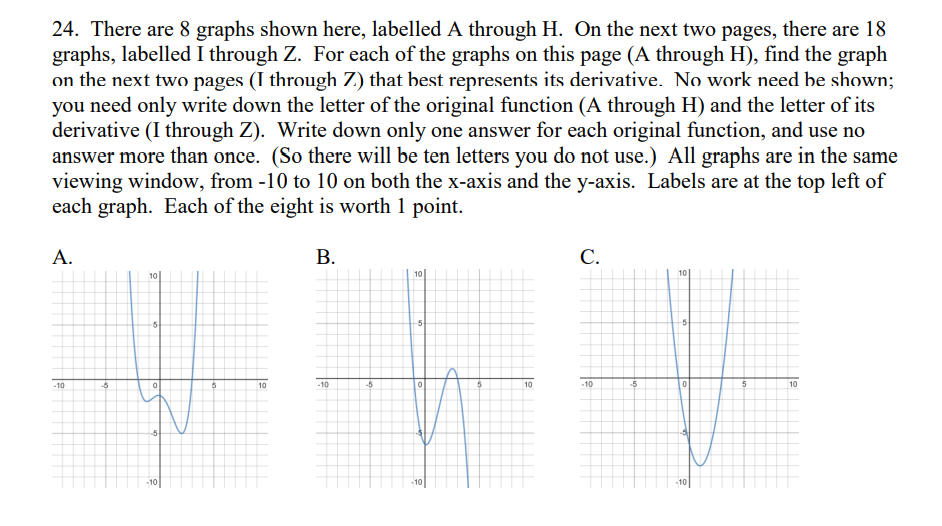 Solved 24. There are 8 graphs shown here, labelled A through | Chegg.com